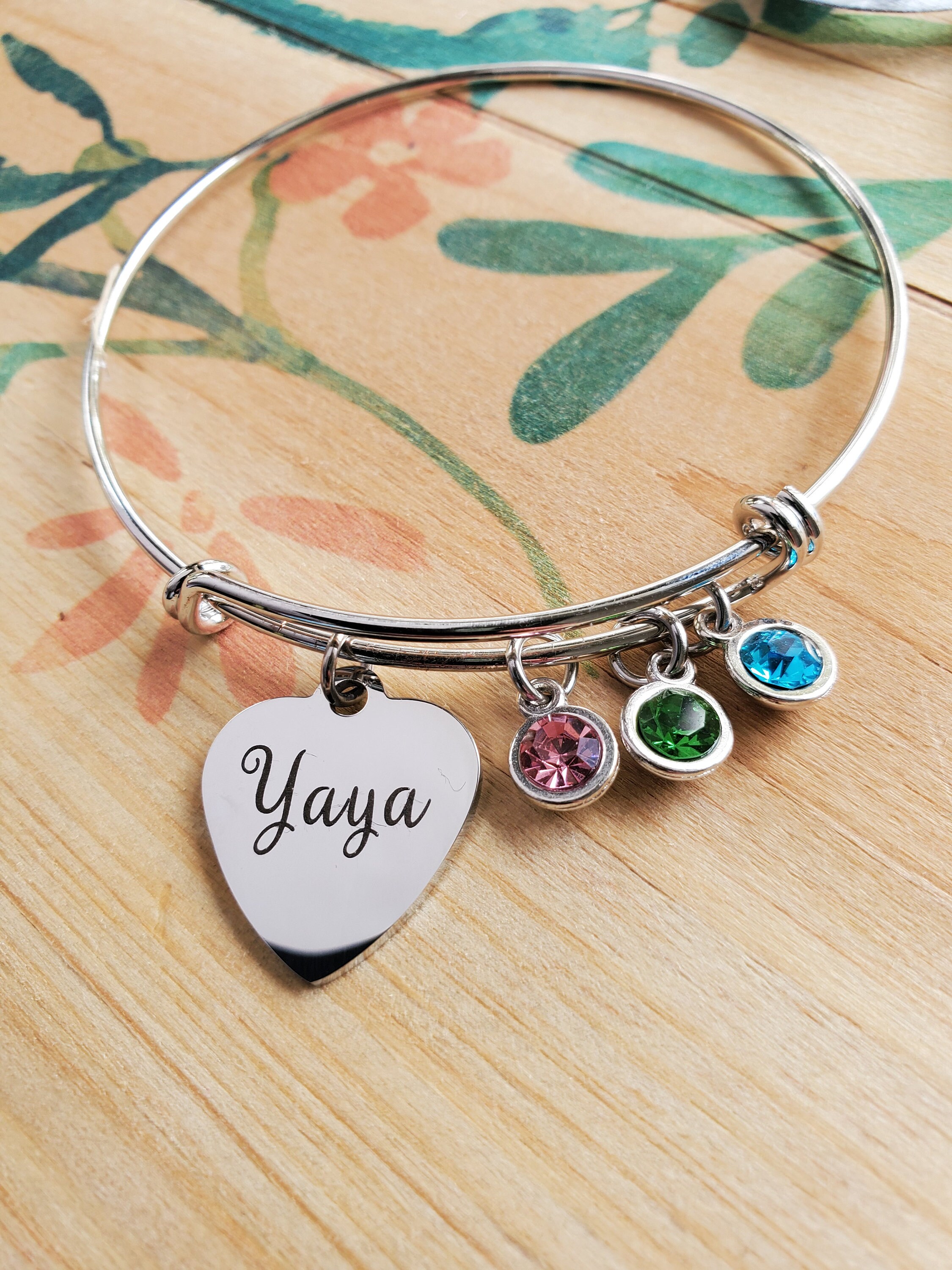 Gift for Yaya, Yaya Gift, Personalized Yaya Birthstone Bracelet, Gift ...