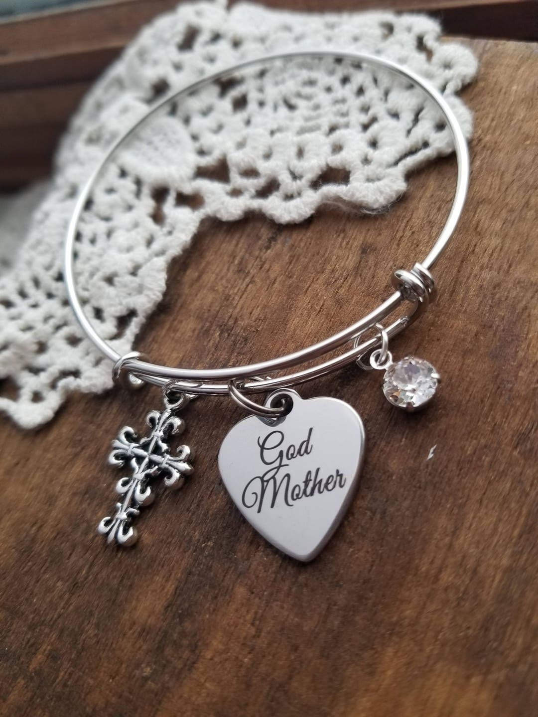 Gift for Godmother, Godmother Bracelet, Baptism Gift, Cross Charm ...