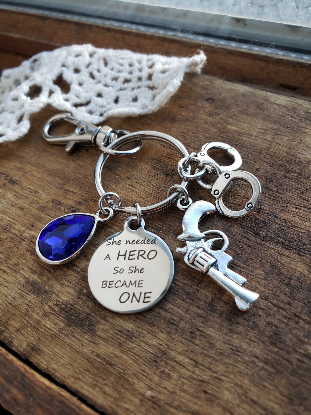 Police Officer Keychain, She Needed a Hero so She Became One Keychain ...
