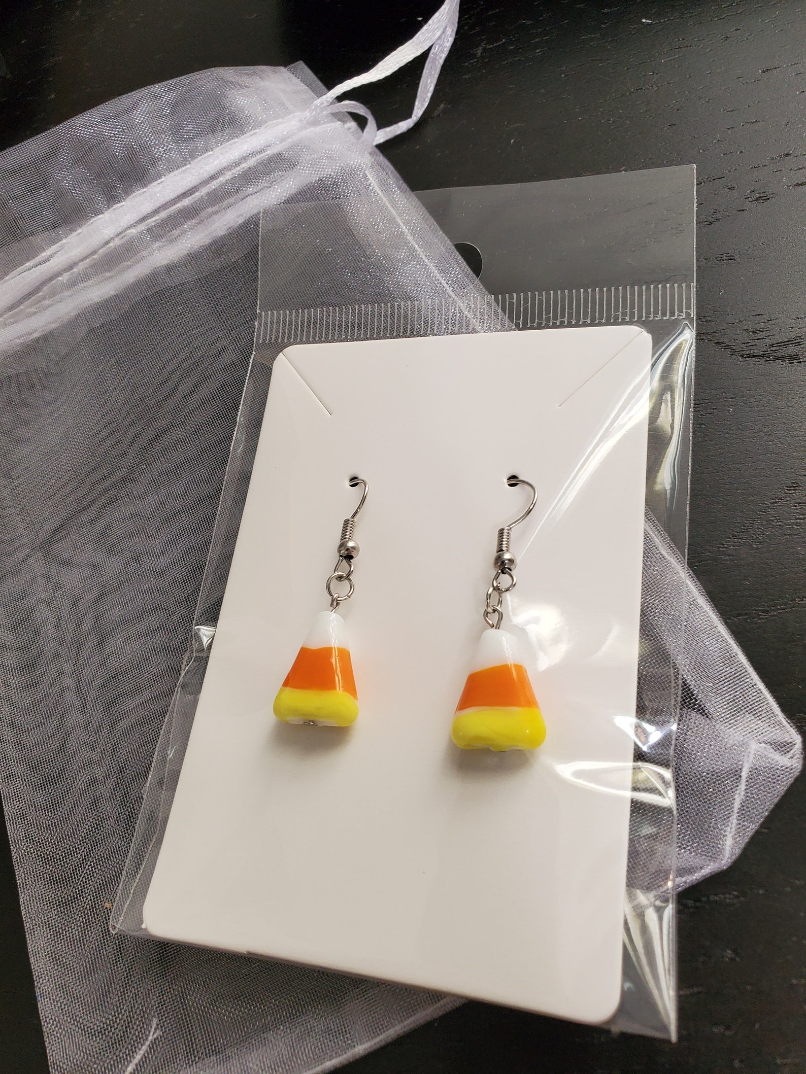Candy corn earrings candy corn jewelry Halloween earrings | Etsy