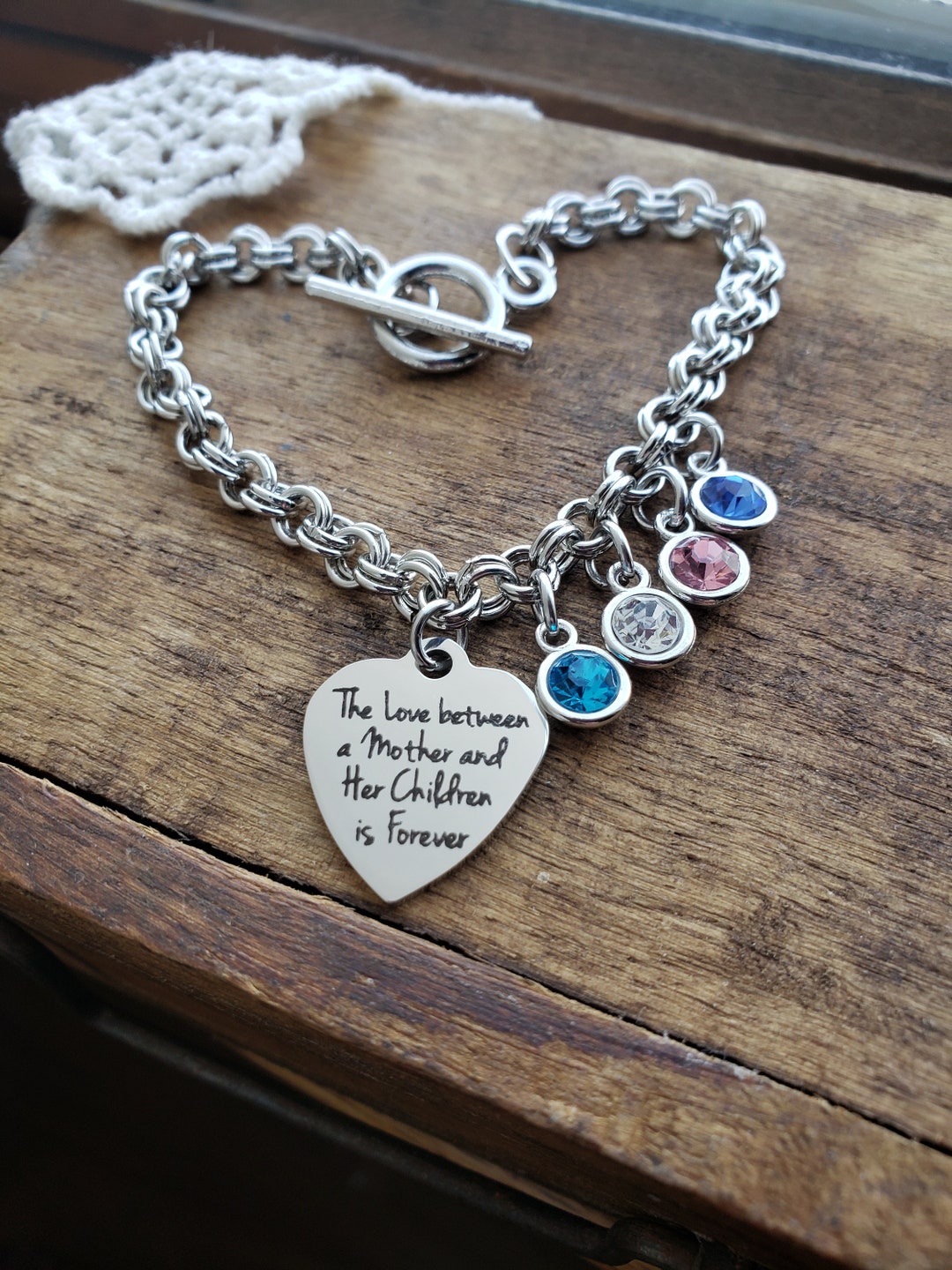 Personalized Gift for Mom, Mother's Love Bracelet, Mother Birthstone ...