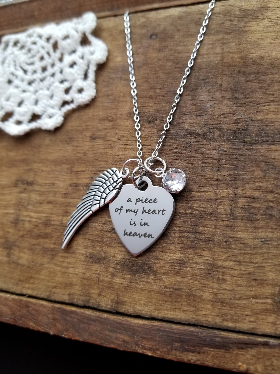 Memorial necklace memorial gift a piece of my heart is in | Etsy