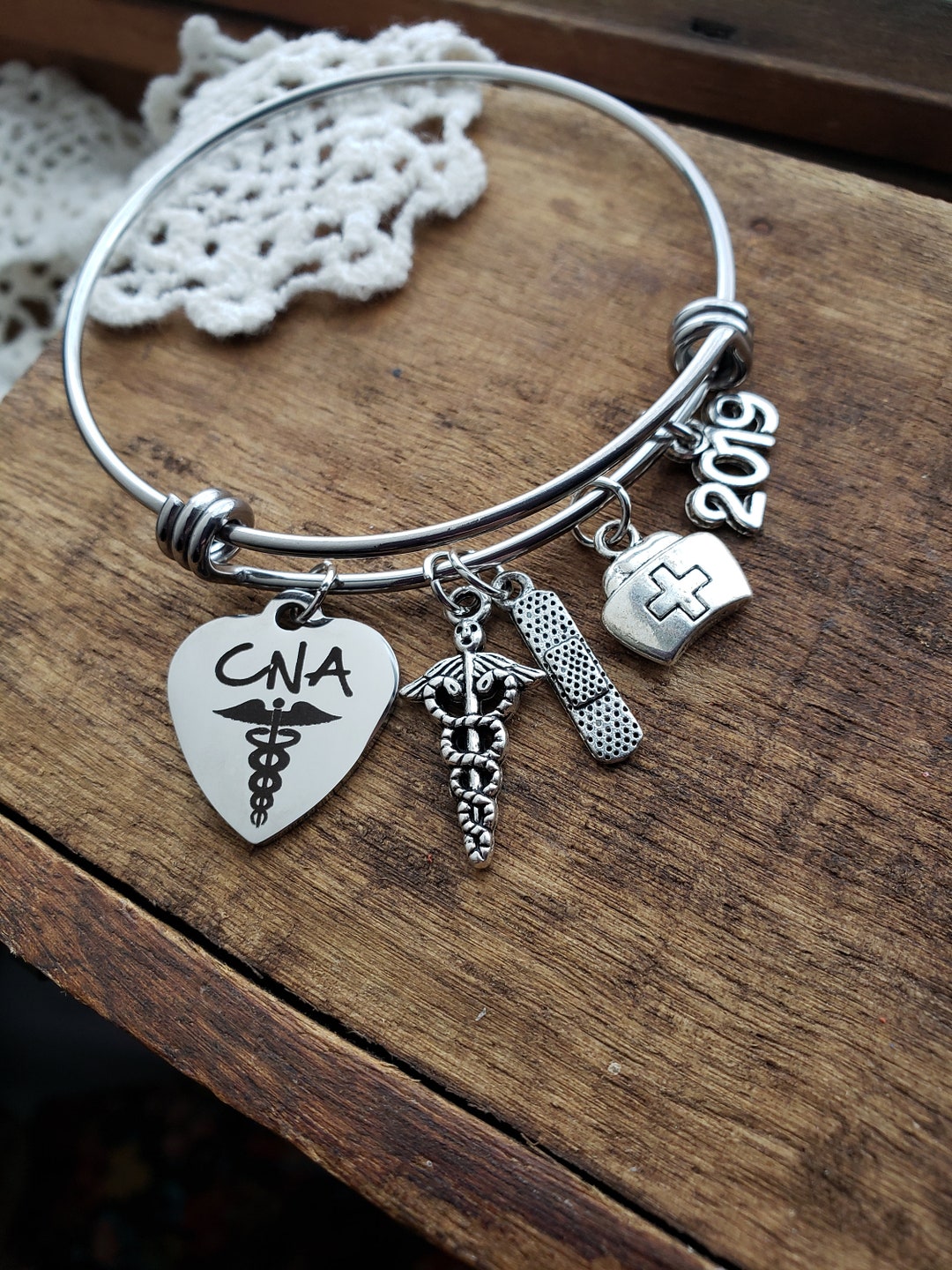 Gift for CNA, Cna Graduation Gift, Cna Bracelet, Bangle Bracelet, CNA ...
