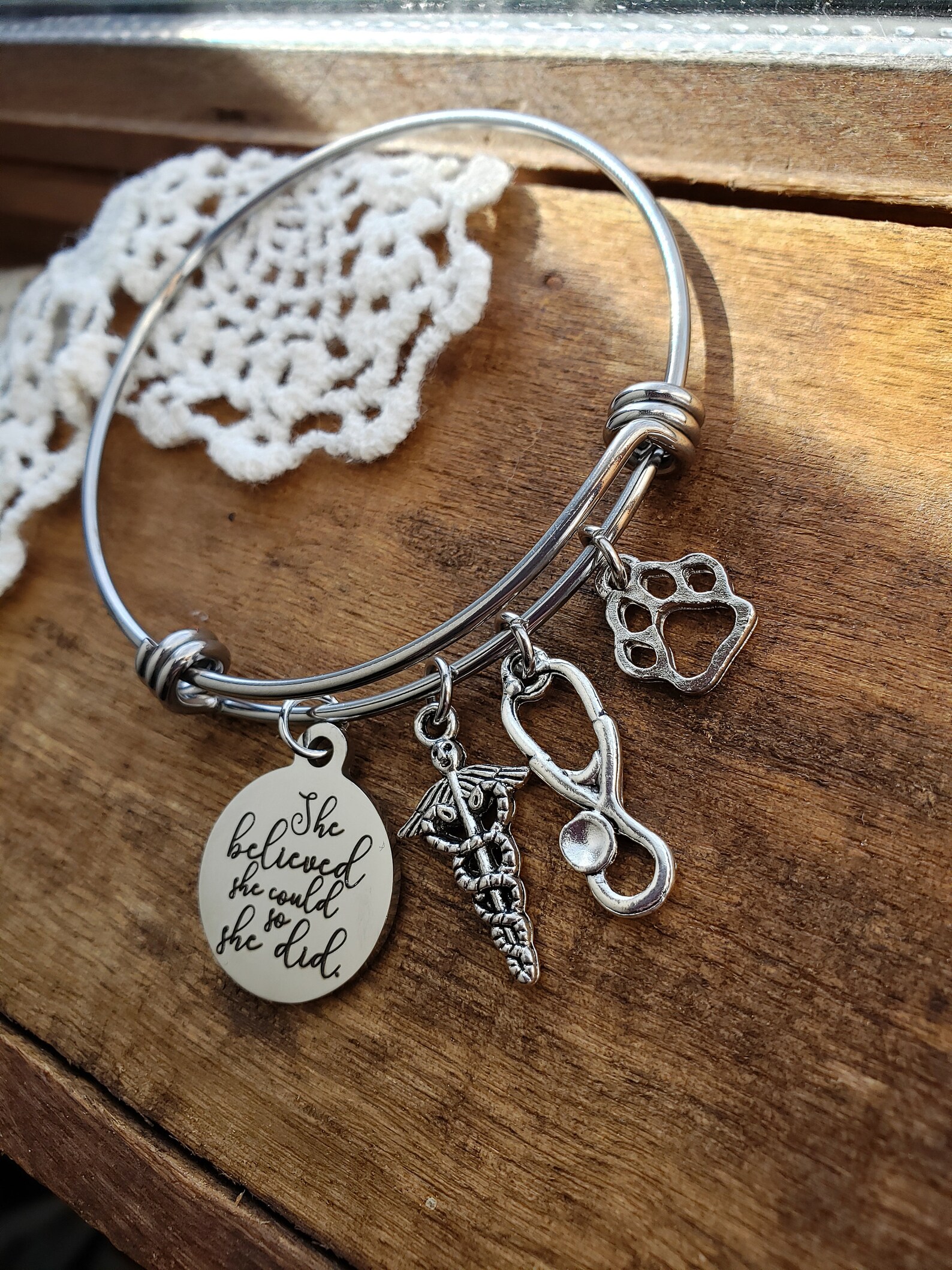 Vet tech jewelry gift for vet tech vet tech charm bracelet | Etsy