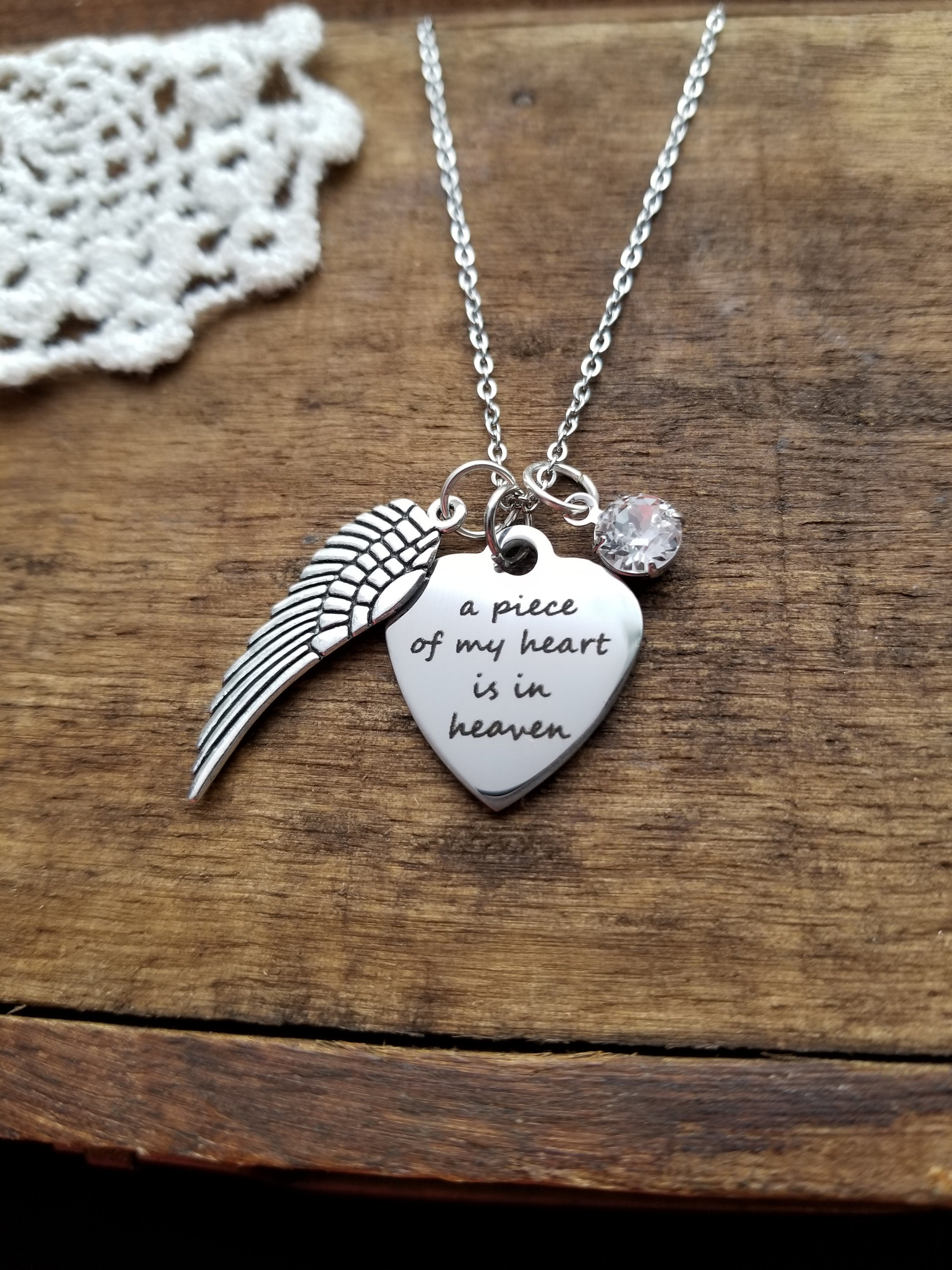 Memorial necklace memorial gift a piece of my heart is in | Etsy
