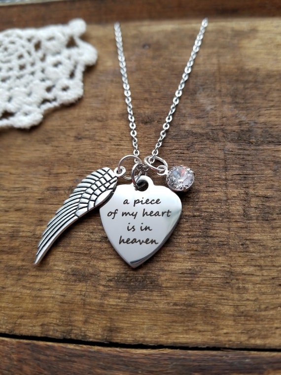 Memorial necklace memorial gift a piece of my heart is in | Etsy