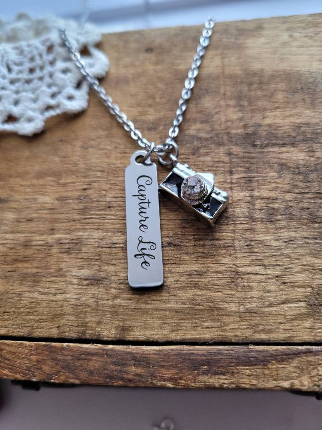 Gift for Photographer, Personalized Camera Necklace, Silver Camera ...