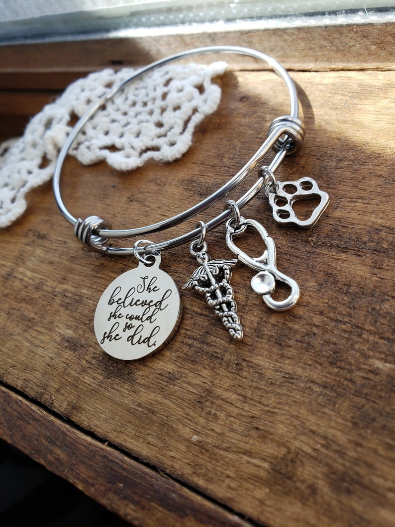 Vet tech jewelry gift for vet tech vet tech charm bracelet | Etsy