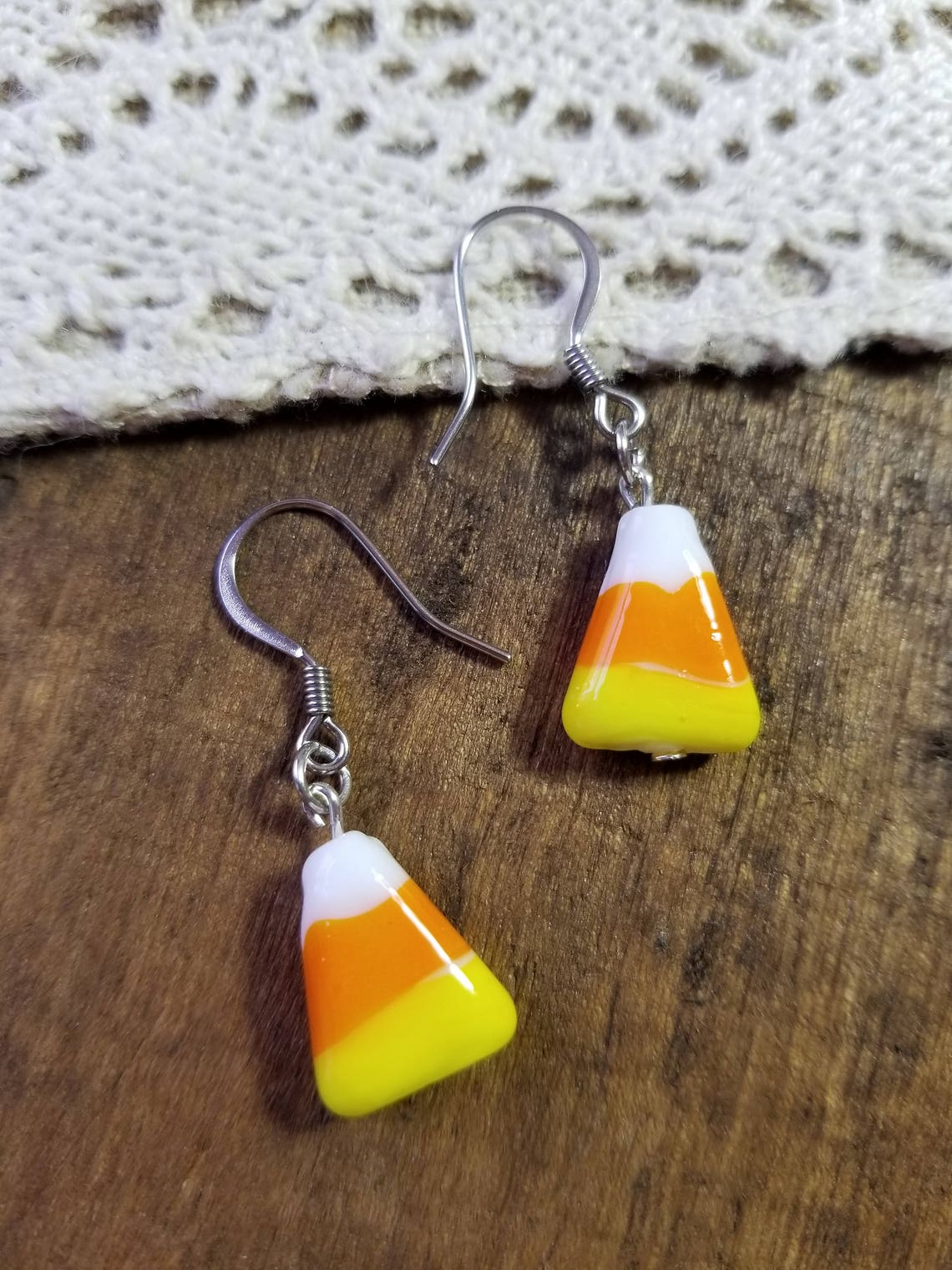 Candy corn earrings candy corn jewelry Halloween earrings | Etsy