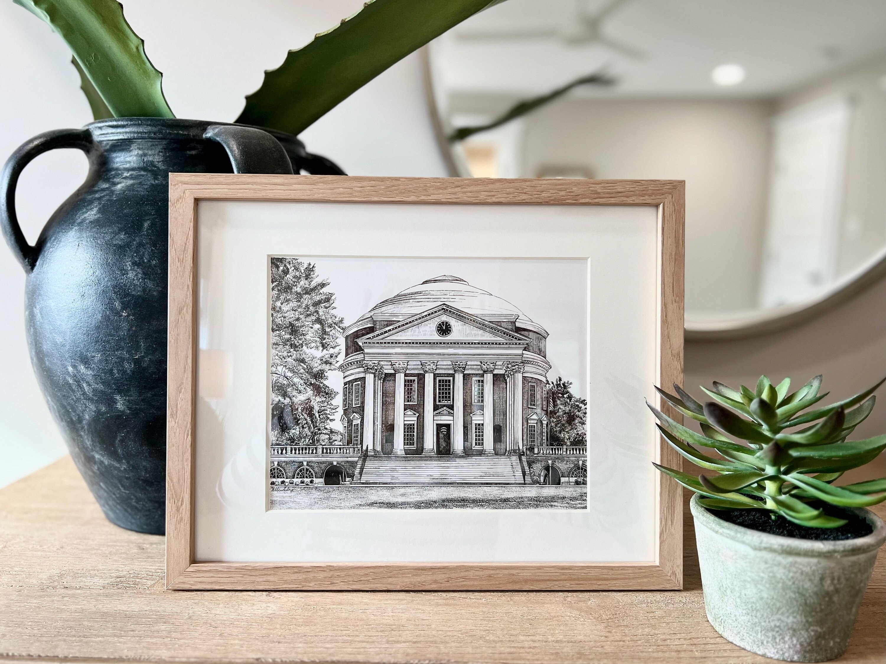 University of Virginia, Rotunda, Hand Drawn Art Print, Charlottesville ...
