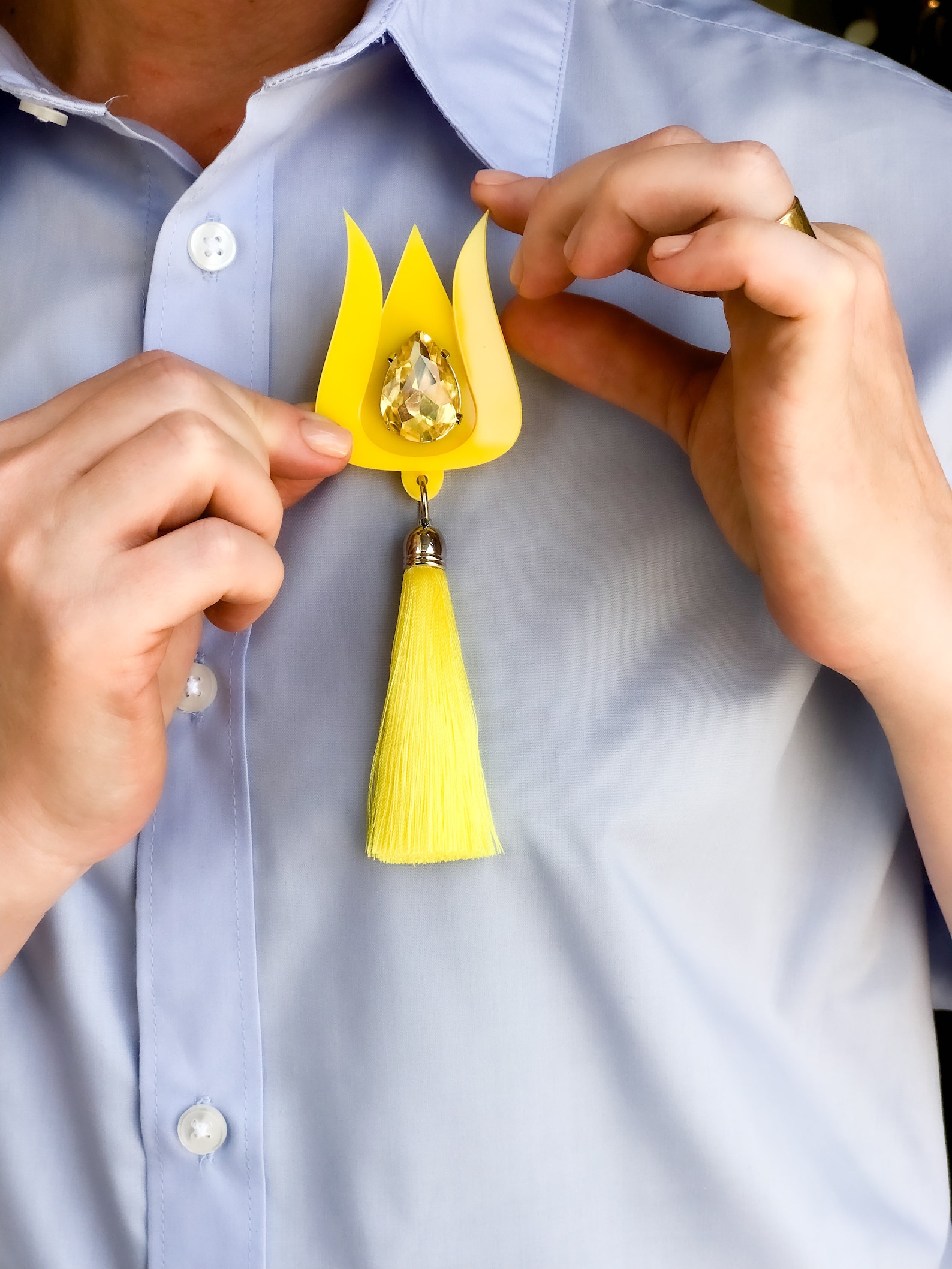 Brooch Tulip Canary Yellow Handmade Brooch, Tulip Brooch, Flower Brooch ...