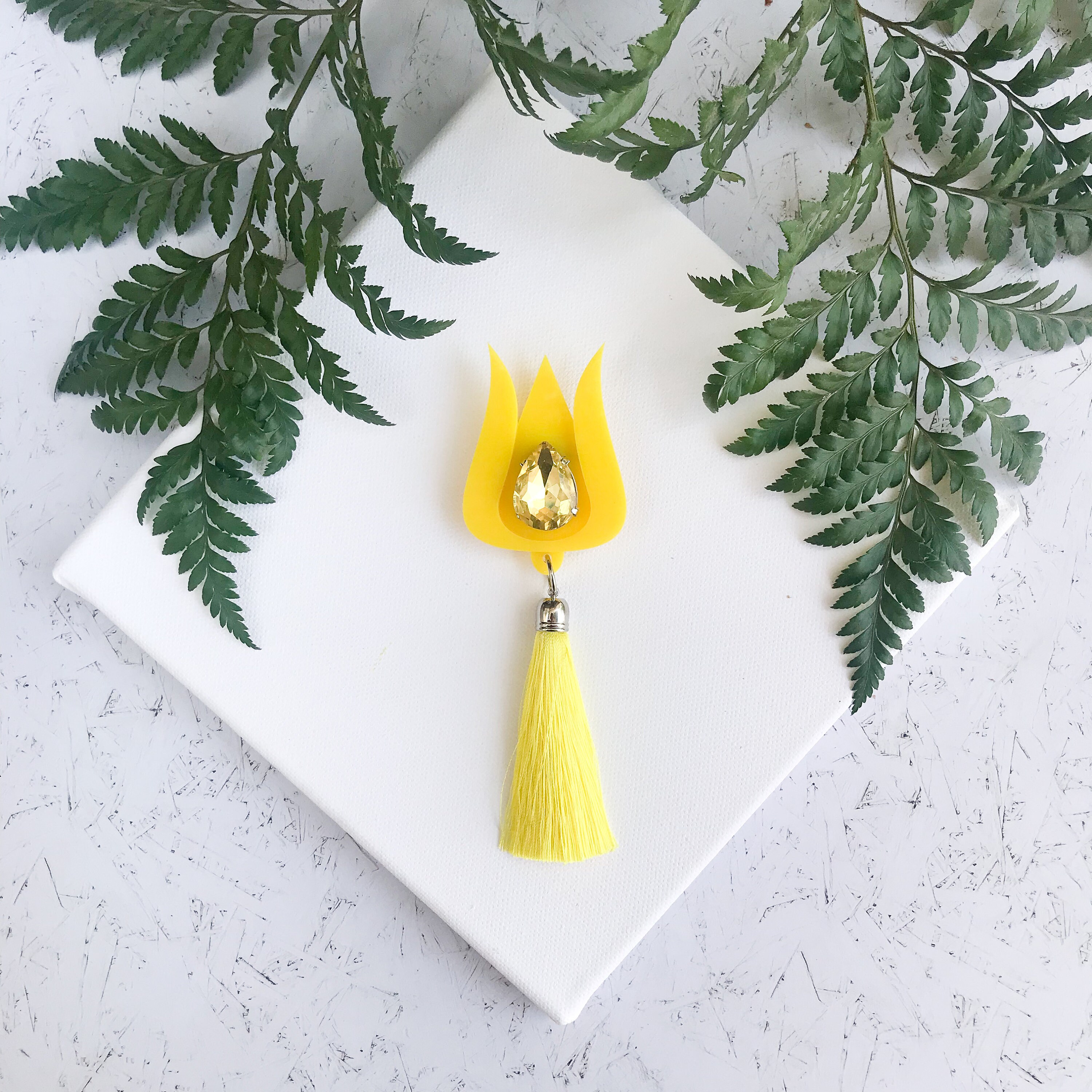 Brooch Tulip Canary Yellow Handmade Brooch, Tulip Brooch, Flower Brooch ...