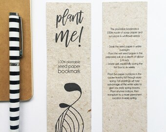 Seed Paper Plantable Bookmark Handmade Recycled | Etsy