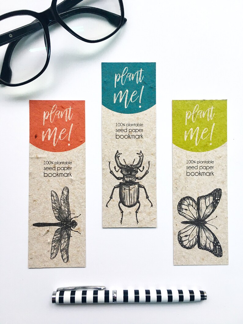 Set of 3 Seed Paper Plantable Bookmark Handmade Recycled - Etsy
