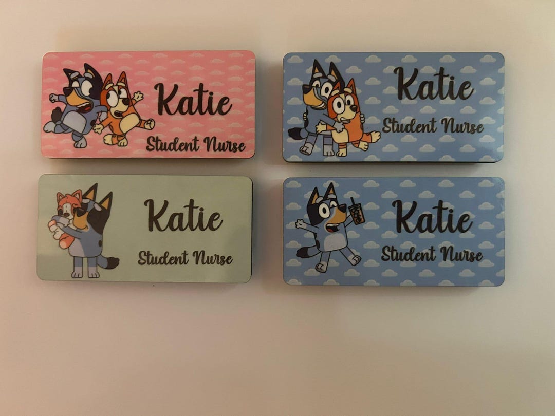 Personalised Bluey Name Badges - Etsy UK