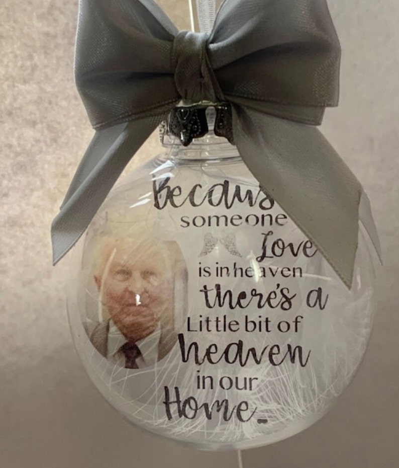 Memory Bauble, With a Photo of Your Loved One With a Beautiful White ...