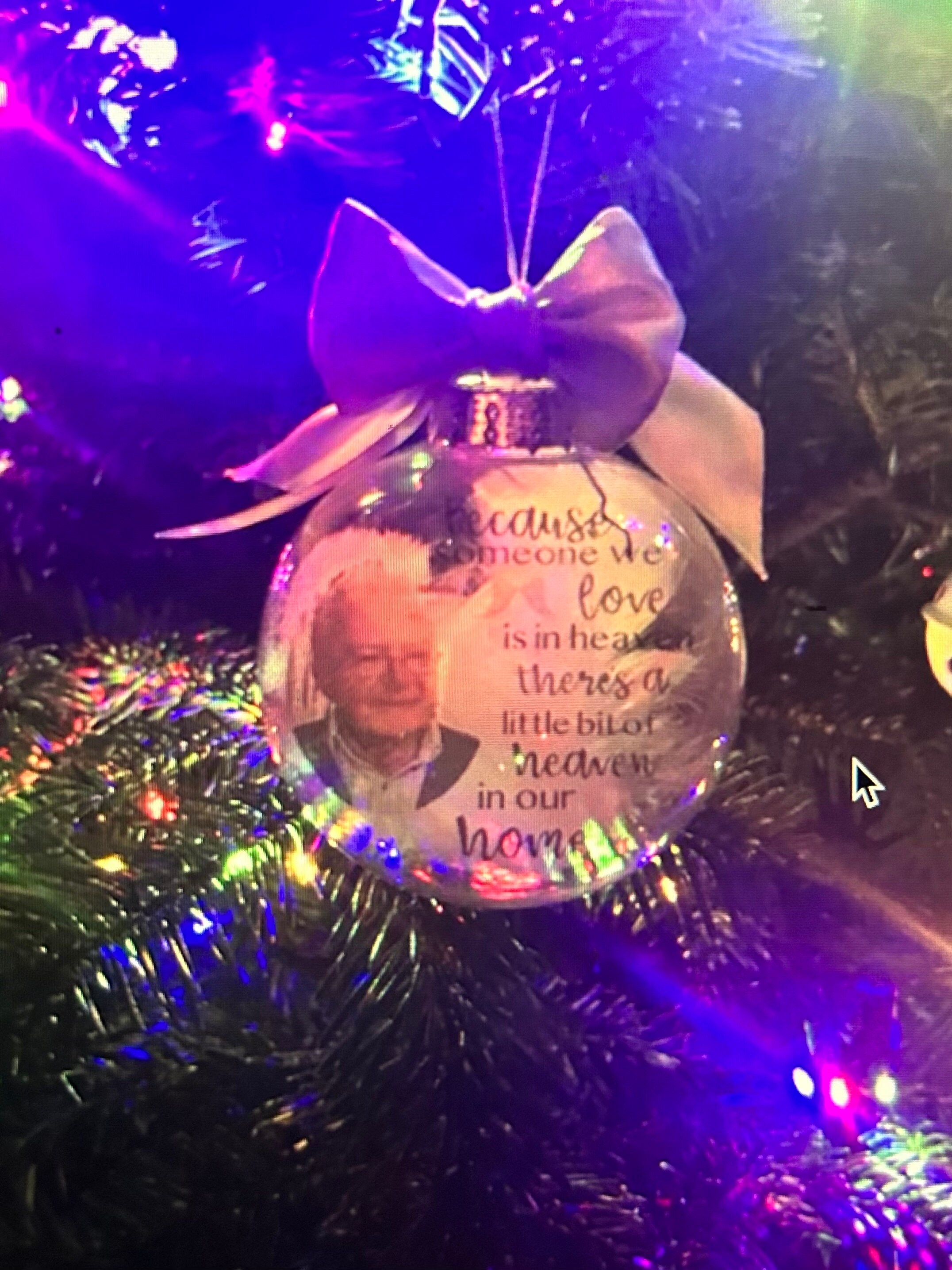 Memory Bauble, With a Photo of Your Loved One With a Beautiful White ...
