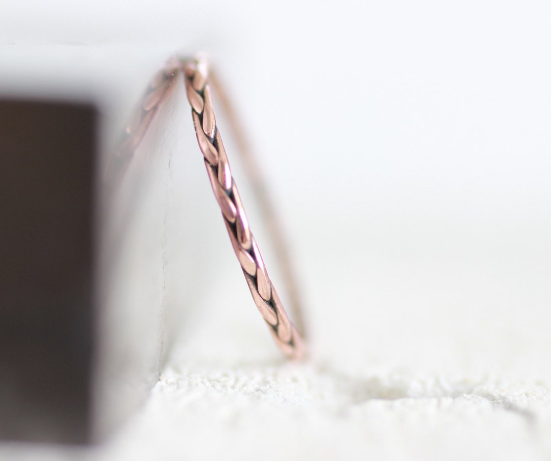 Thin Braided Copper Ring, Simple Dainty Elegant Wedding Band Ring, 7th ...