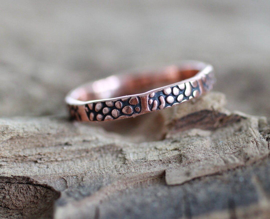 Copper Ring With Pebbles 7th Anniversary Gift Hand Stamped - Etsy