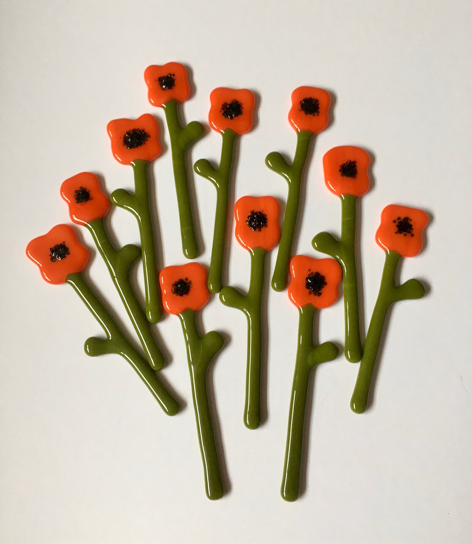 Fused Glass Remembrance Day Poppy Garden Decoration - Fused Glass Plant ...