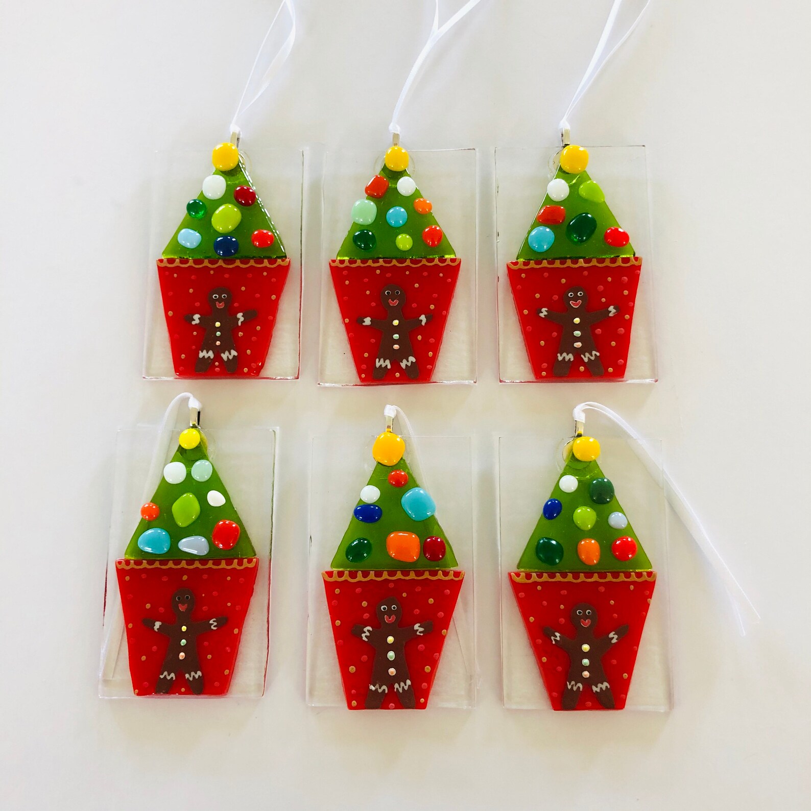 Fused Glass Christmas Tree Decoration cornish fused glass | Etsy