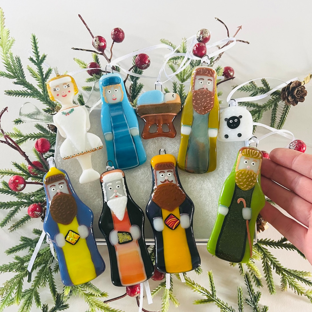 Fused Glass Nativity Christmas Decoration Box Set. Christmas Tree ...
