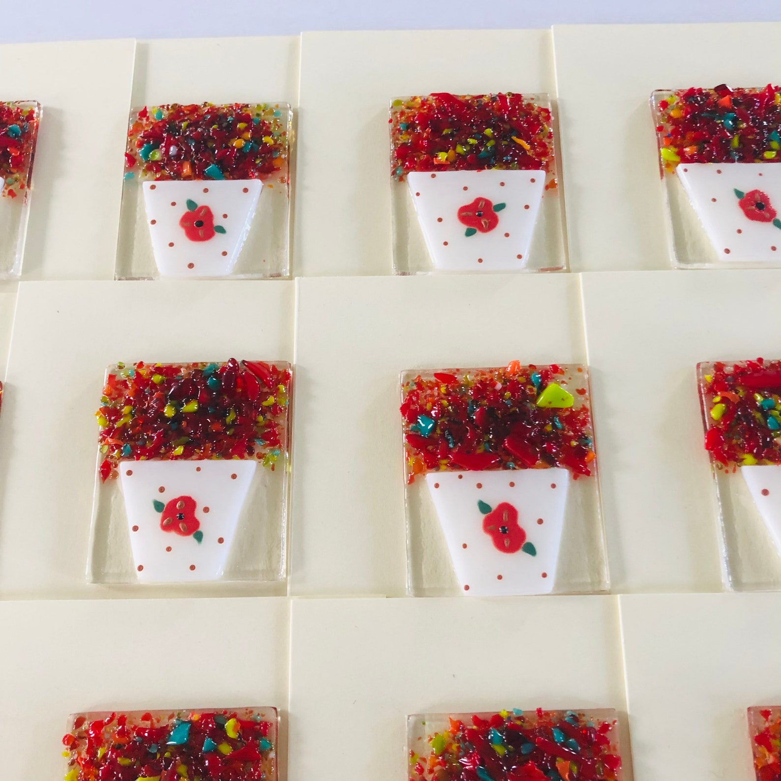 Fused Glass Poppy Art on Greetings Card Cornish Fused Glass | Etsy