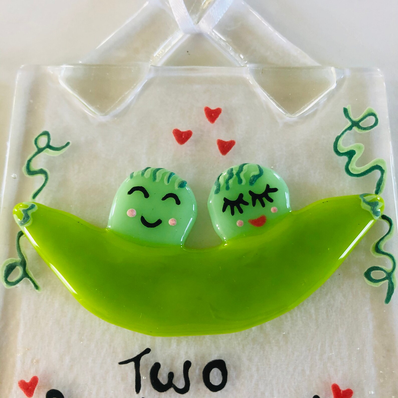 Fused Glass funny two peas in a pod gift fused glass art | Etsy