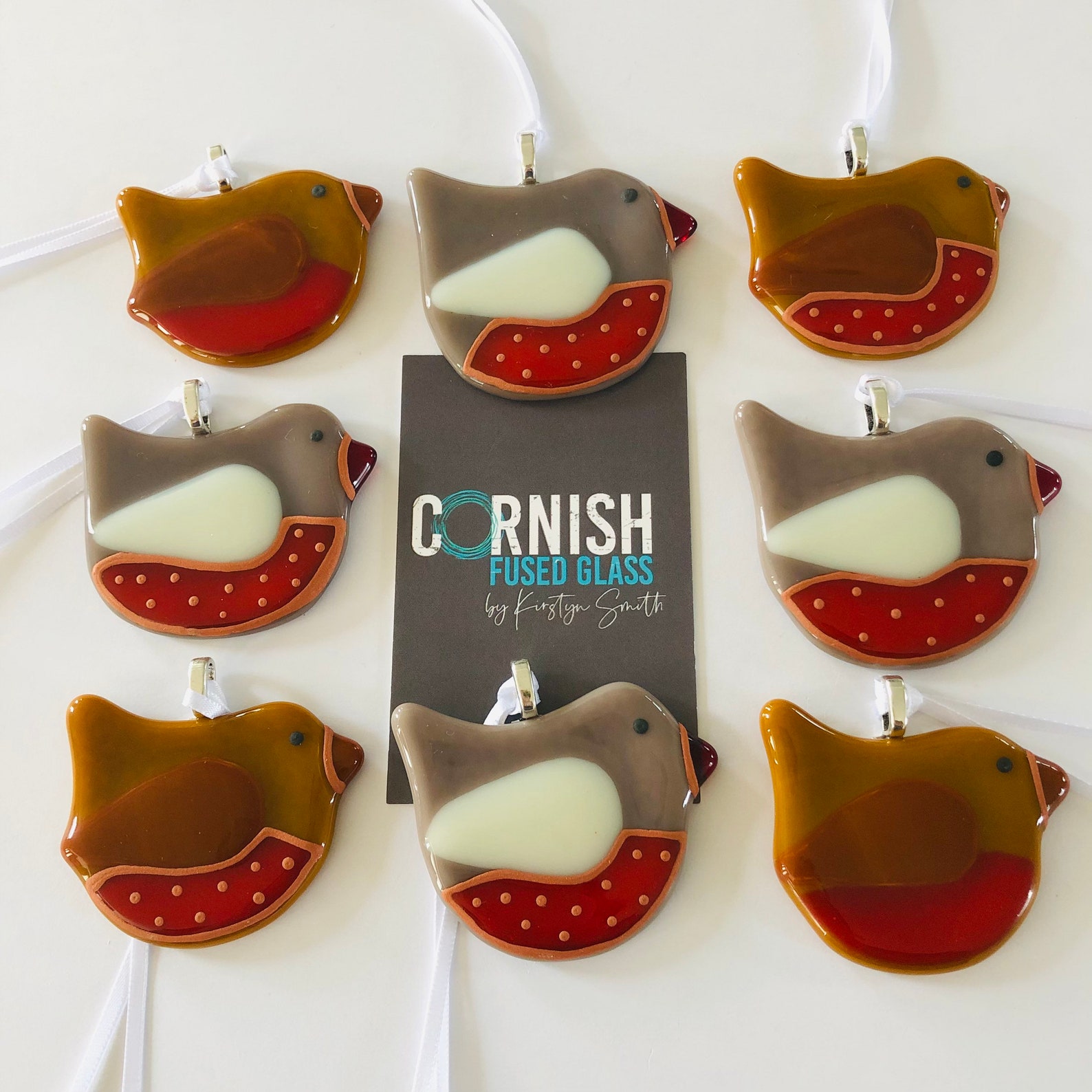 Fused Glass Robin - Fused Glass Robin Christmas Tree Ornament- Fused ...