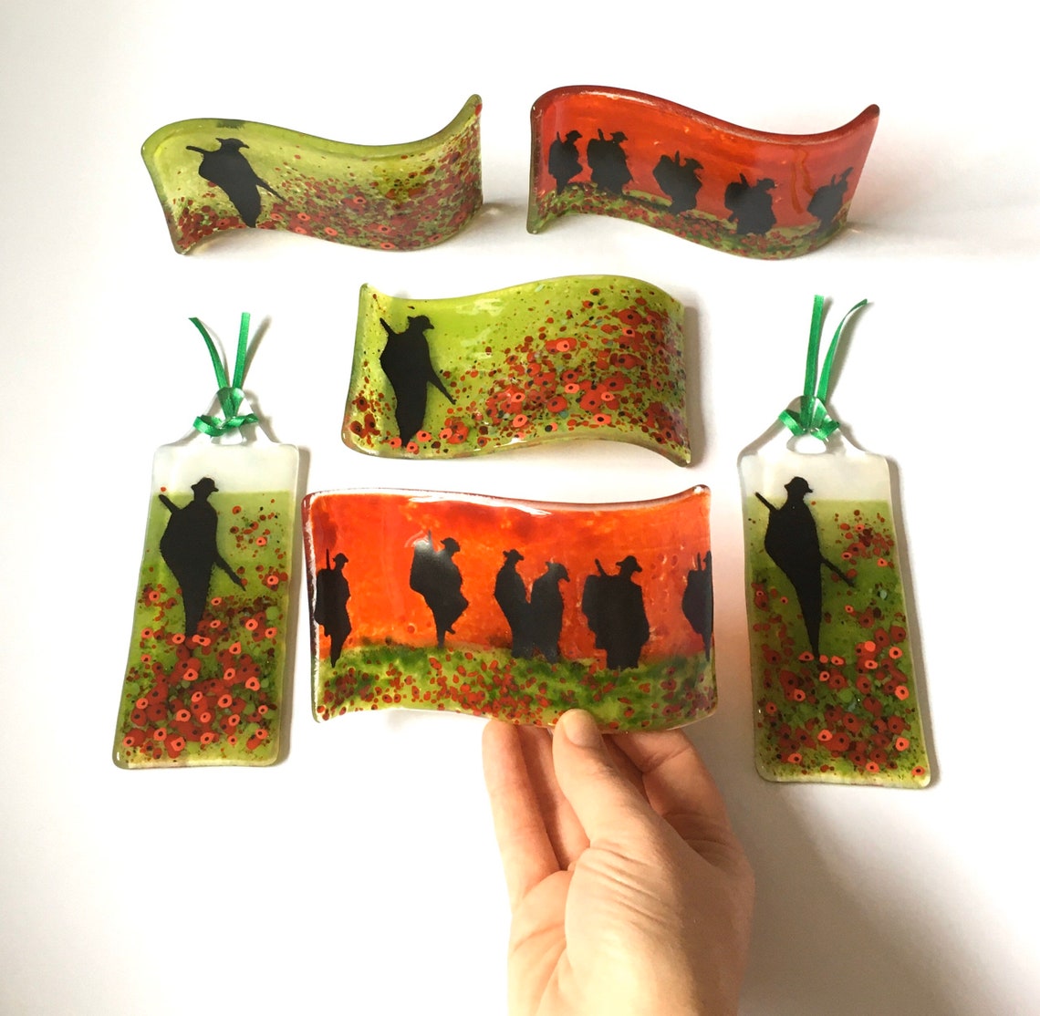 Fused Glass Soldier Poppy Memorial Gift - Fused Glass Art, Cornish ...
