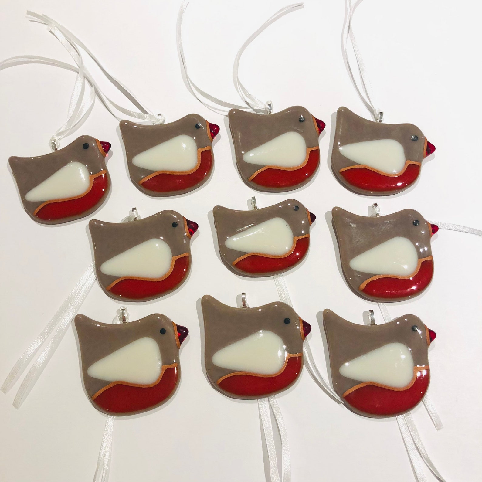 Fused Glass Robin Fused Glass Robin Christmas Tree Ornament | Etsy