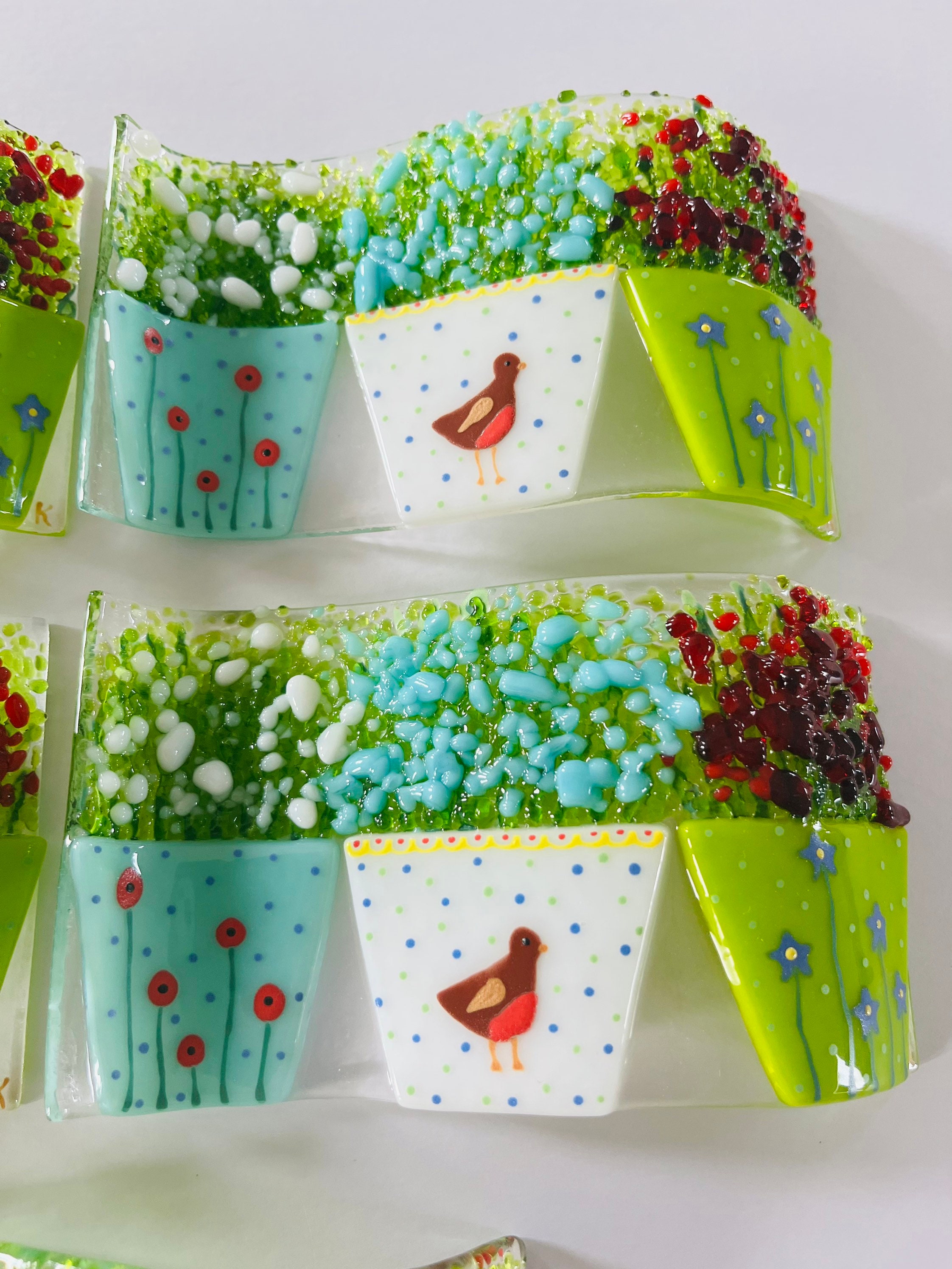 Fused Glass Robin Memorial Wave Cornish Fused Glass Fused - Etsy UK