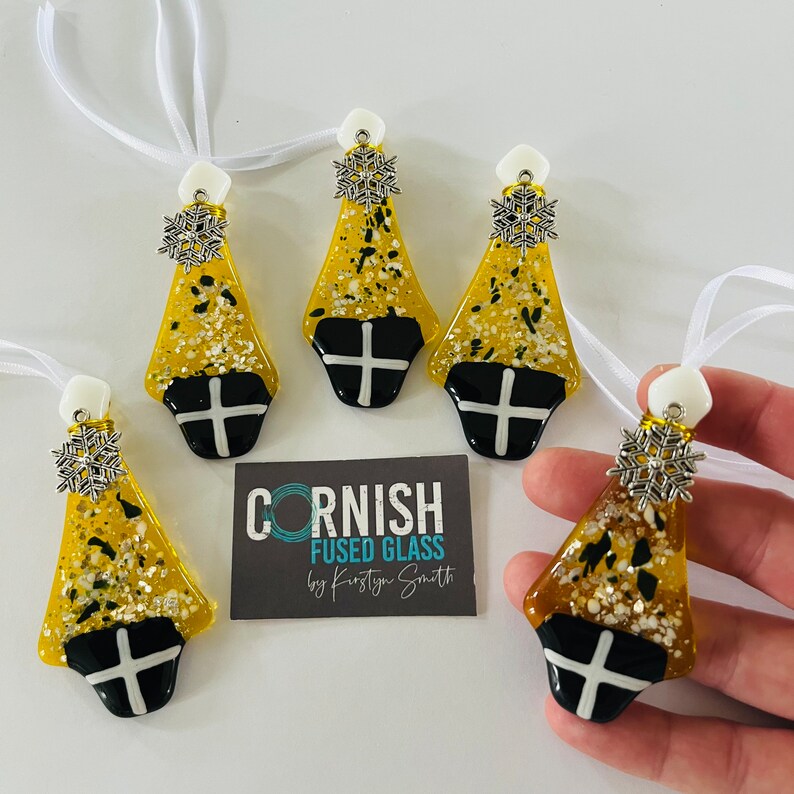 Fused Glass Cornish Christmas Decoration Box Set Fused Glass - Etsy