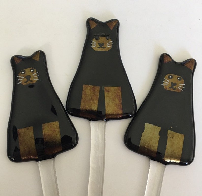 Fused Glass Art - Cute Cat Fused Glass Decoration, Fused Glass Garden ...