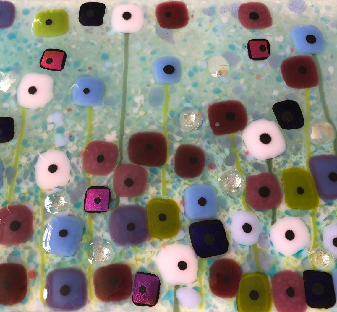 Fused Glass Fused Glass Floral Framed Art Cornish Fused - Etsy