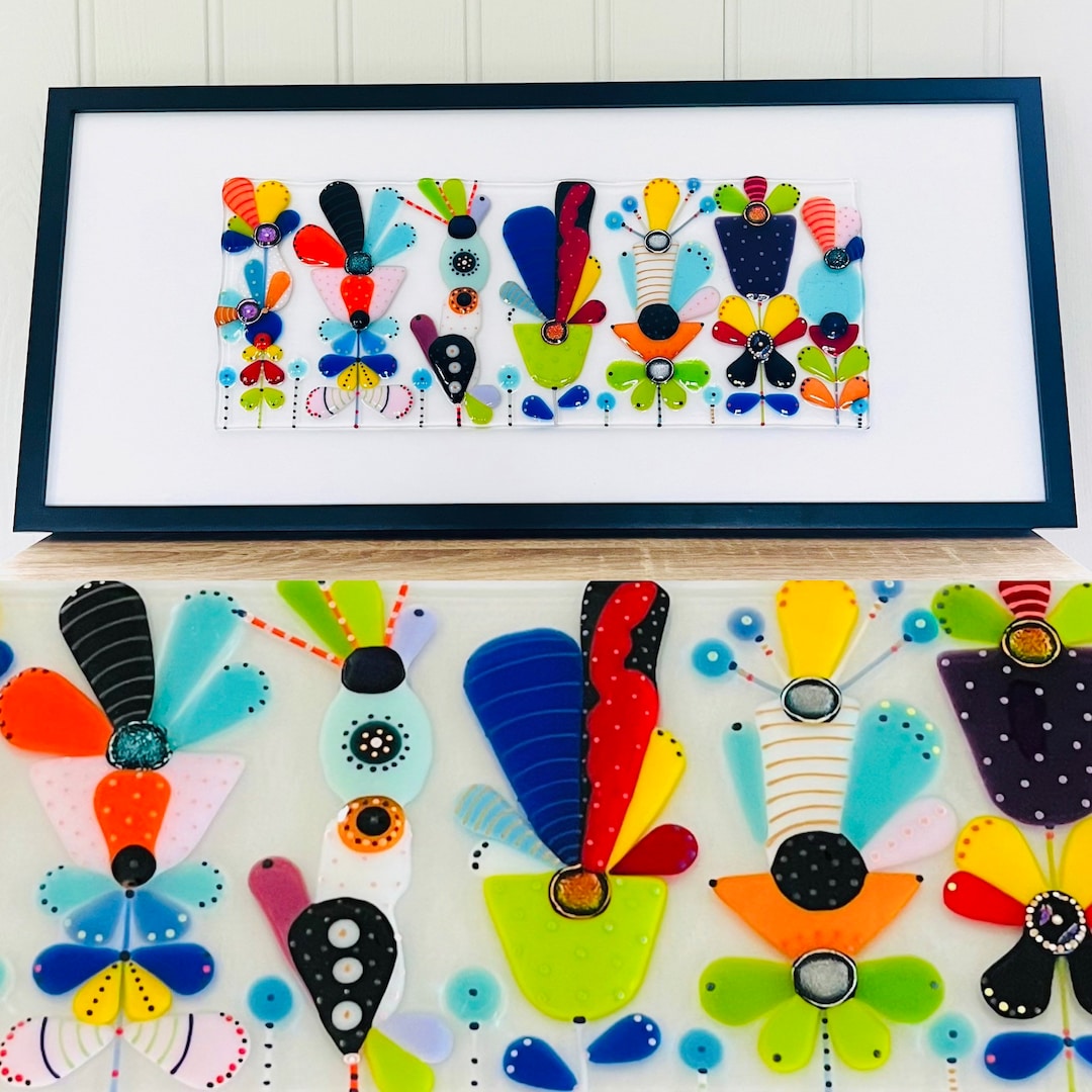 Fused Glass Retro Inspired Funky Flowers Art - Fused Glass, Cornish ...