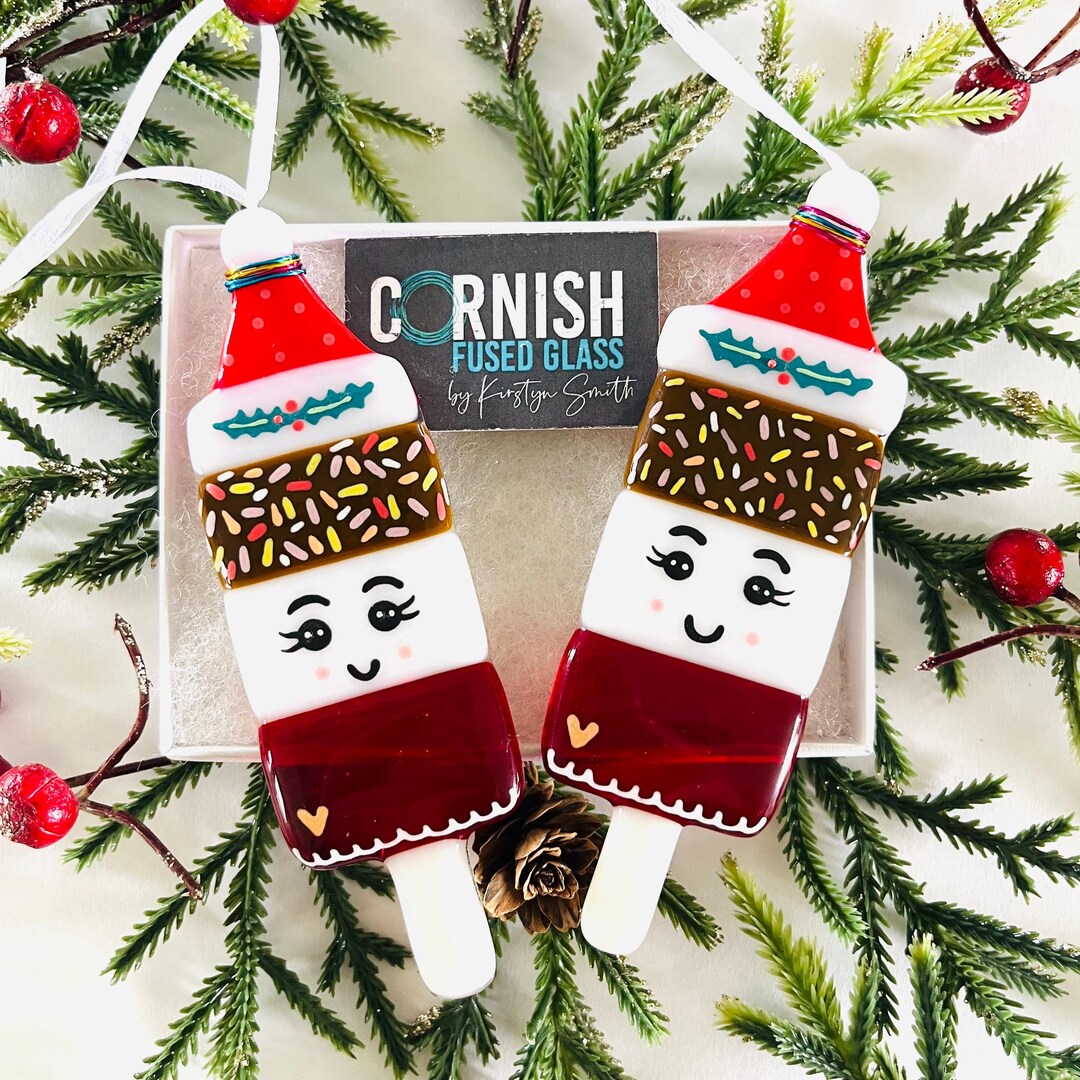 Cute Fab Lolly Christmas Hanging Decoration, Cornish Fused Glass, Fused ...