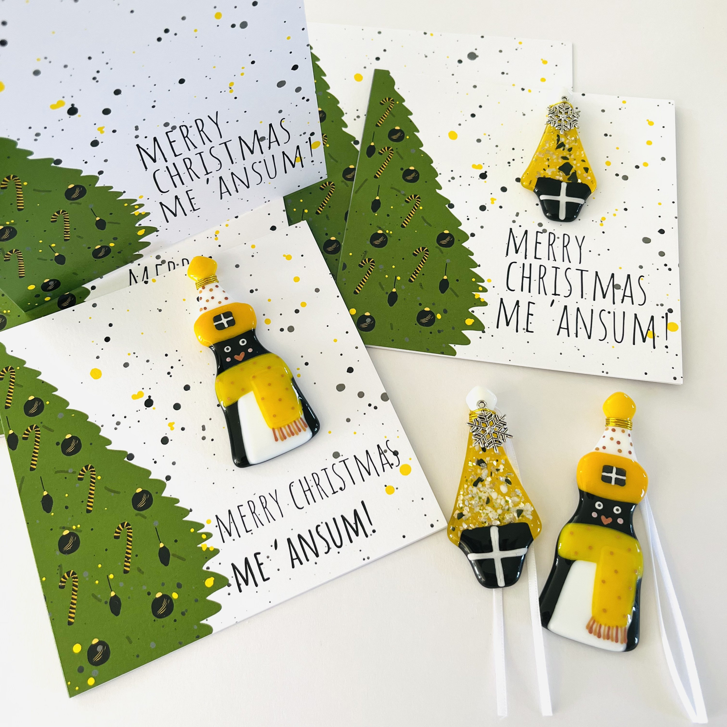 Cornish Christmas Card With Fused Glass Snowman Christmas - Etsy UK