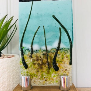 Fused Glass Cornish Coast Freestanding Panel, Fused Glass Art, Cornish ...