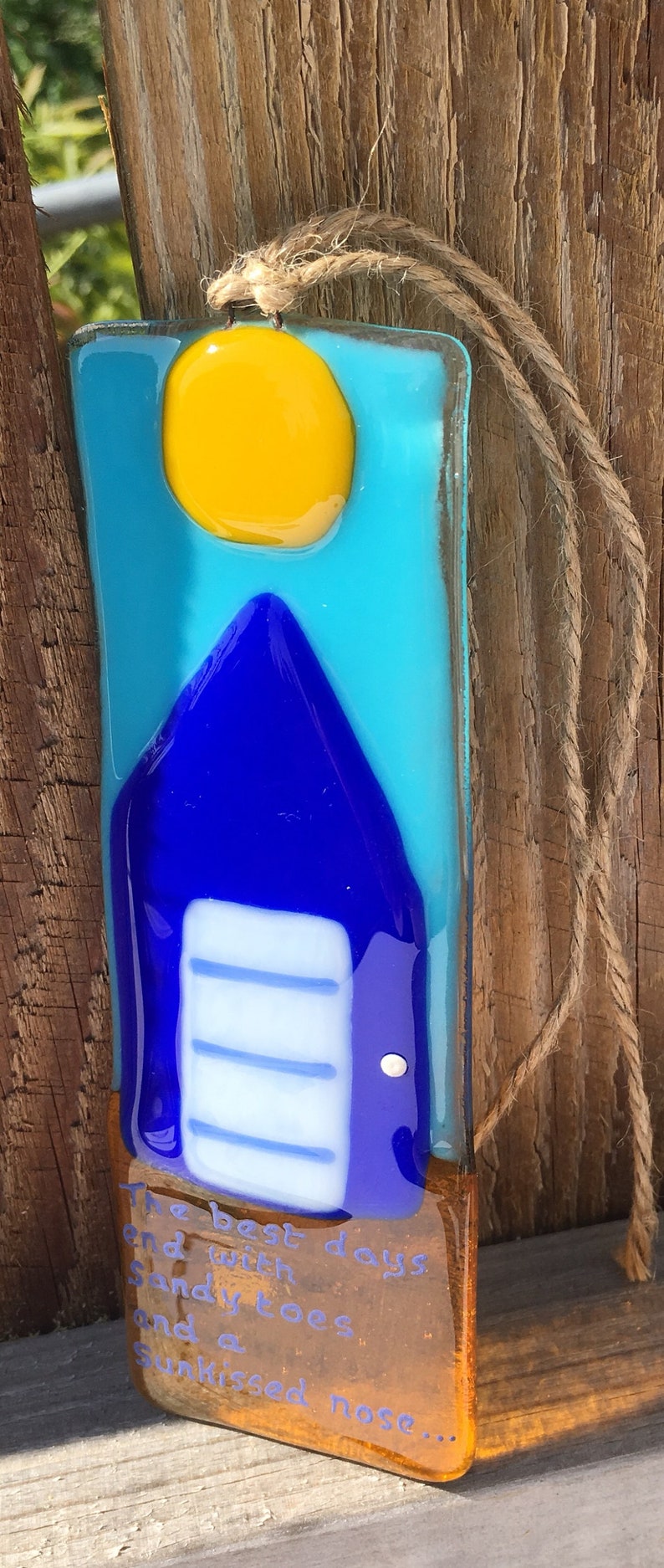 Fused Glass Art Fused Glass Boats and Beach Huts Coastal | Etsy