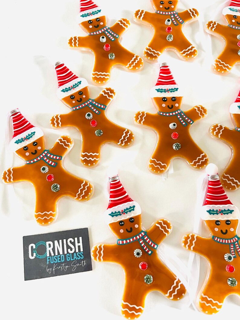 Gingerbread Man Fused Glass Christmas Tree Decoration, Christmas Tree ...