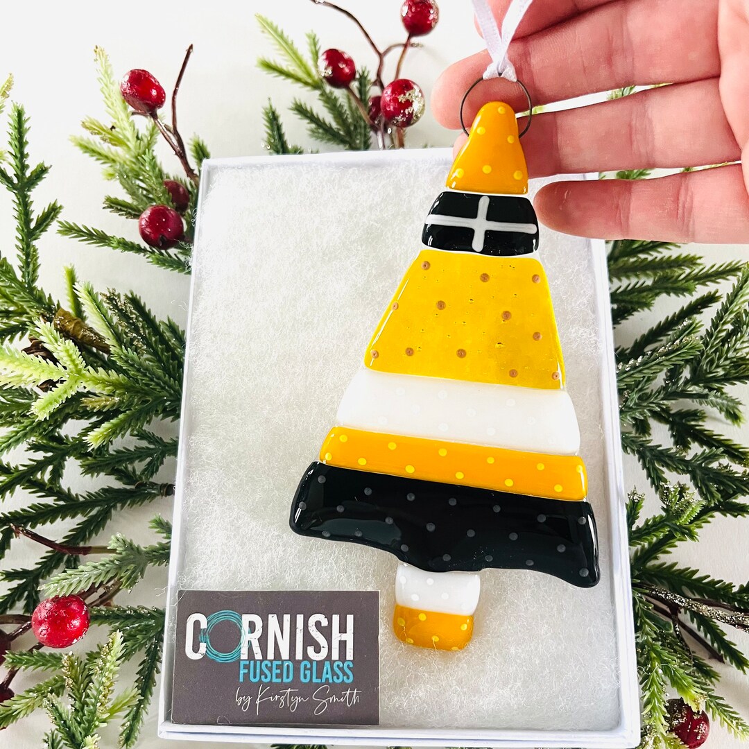 Fused Glass Cornish Christmas Tree Decoration, Tree Decoration ...