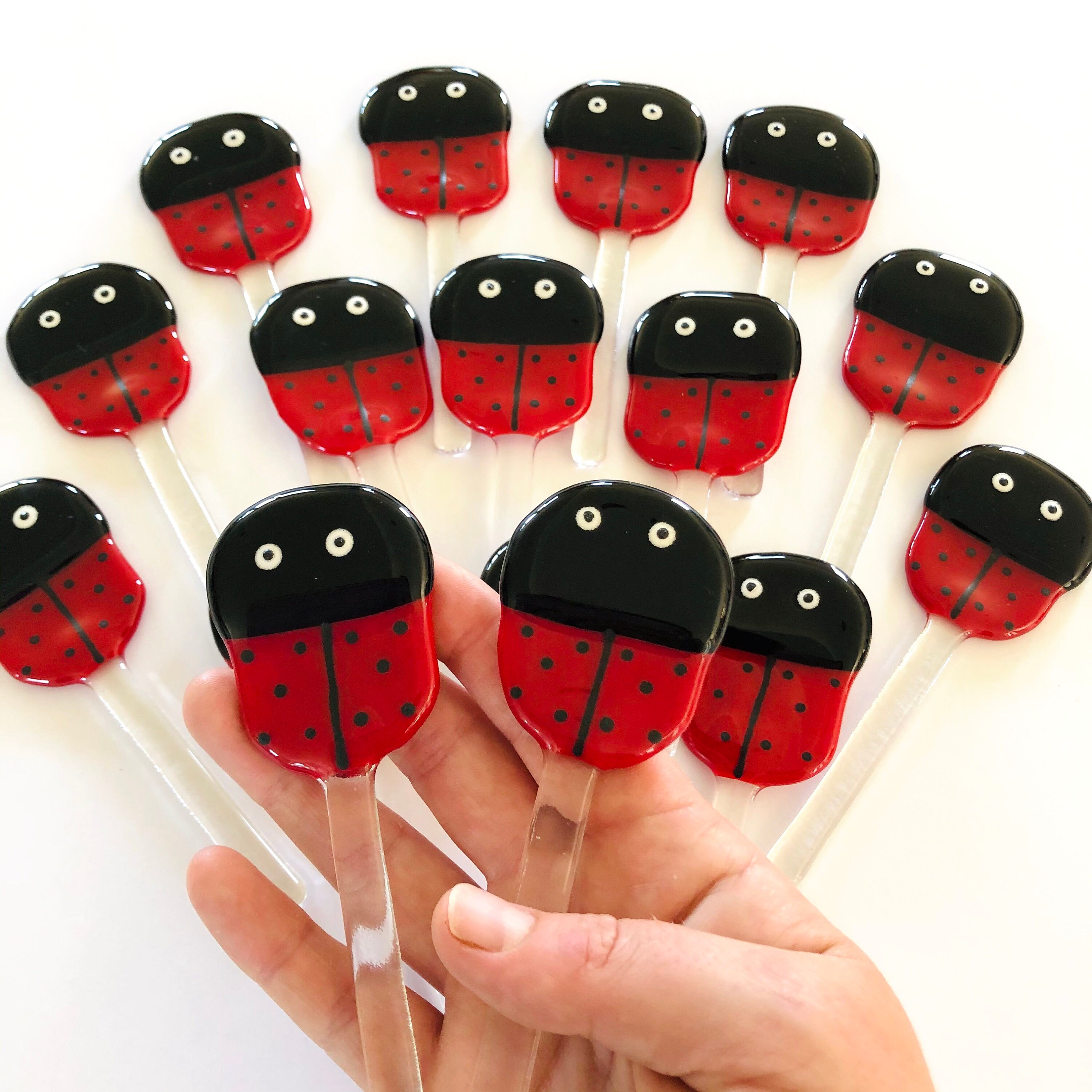 Fused Glass Ladybug Garden Decoration Fused Glass Plant | Etsy UK