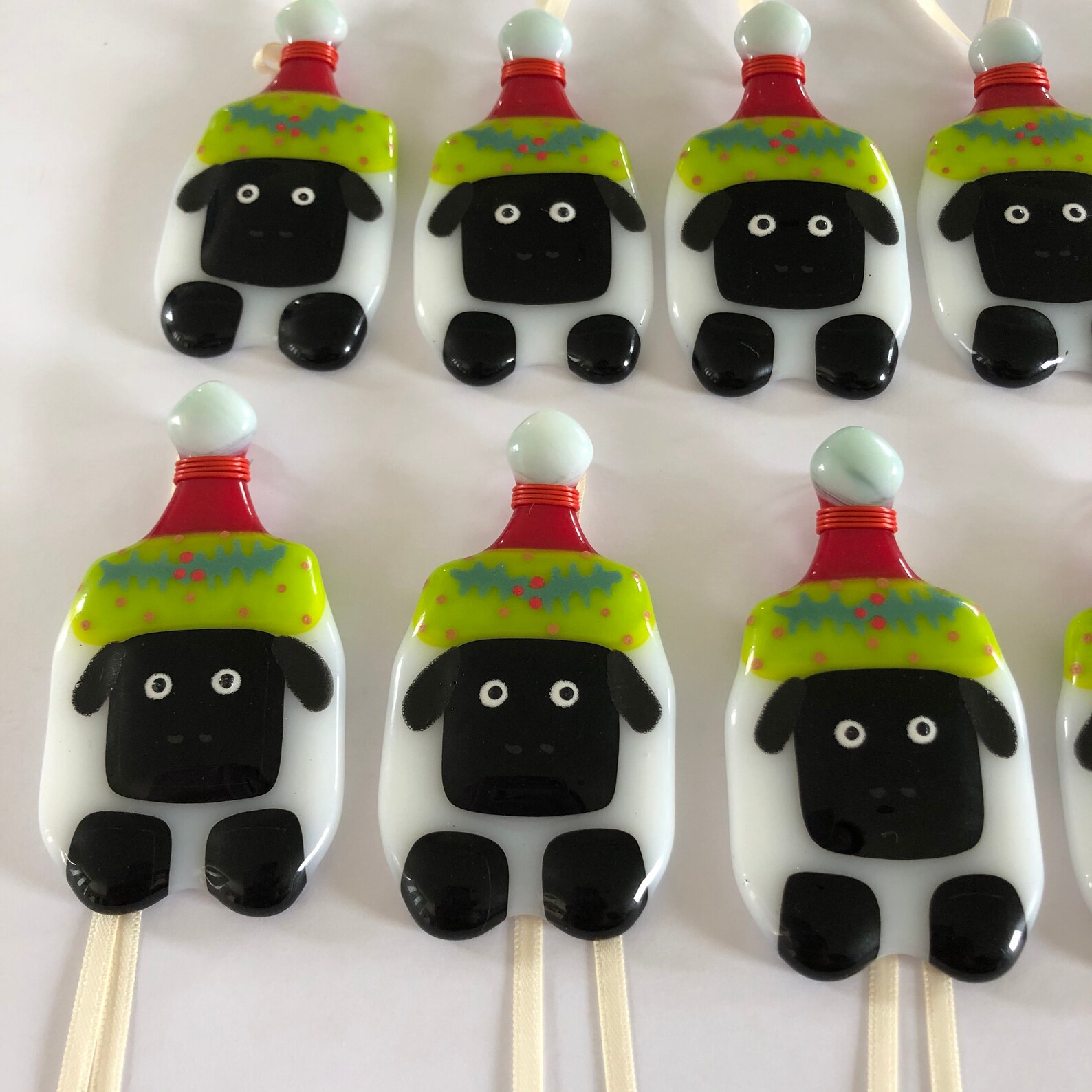 Fused Glass Sheep Christmas Decorations Fused Glass - Etsy
