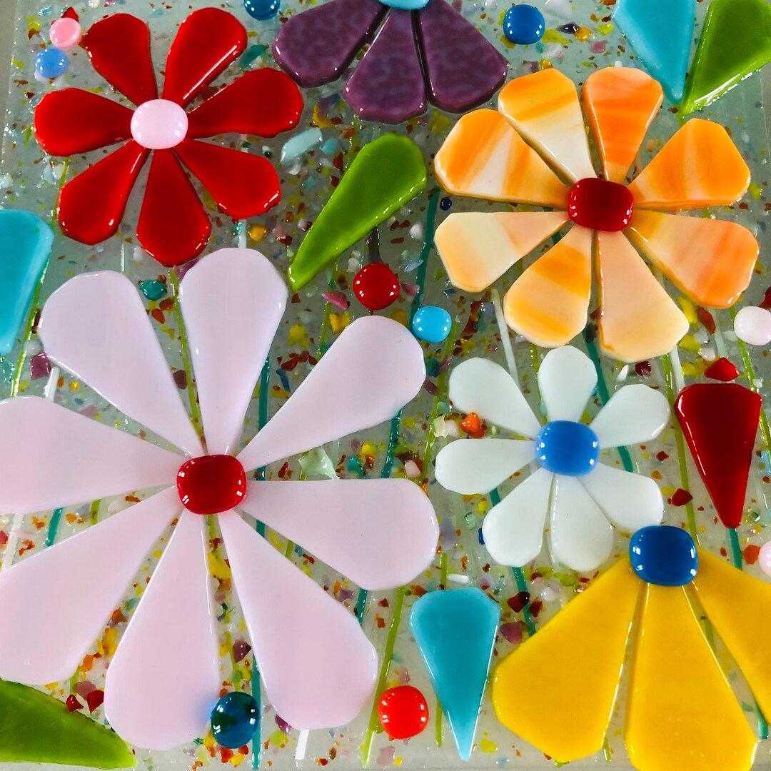 Fused Glass Flowers Art Fused Glass, Cornish Fused Glass, Fused Glass ...
