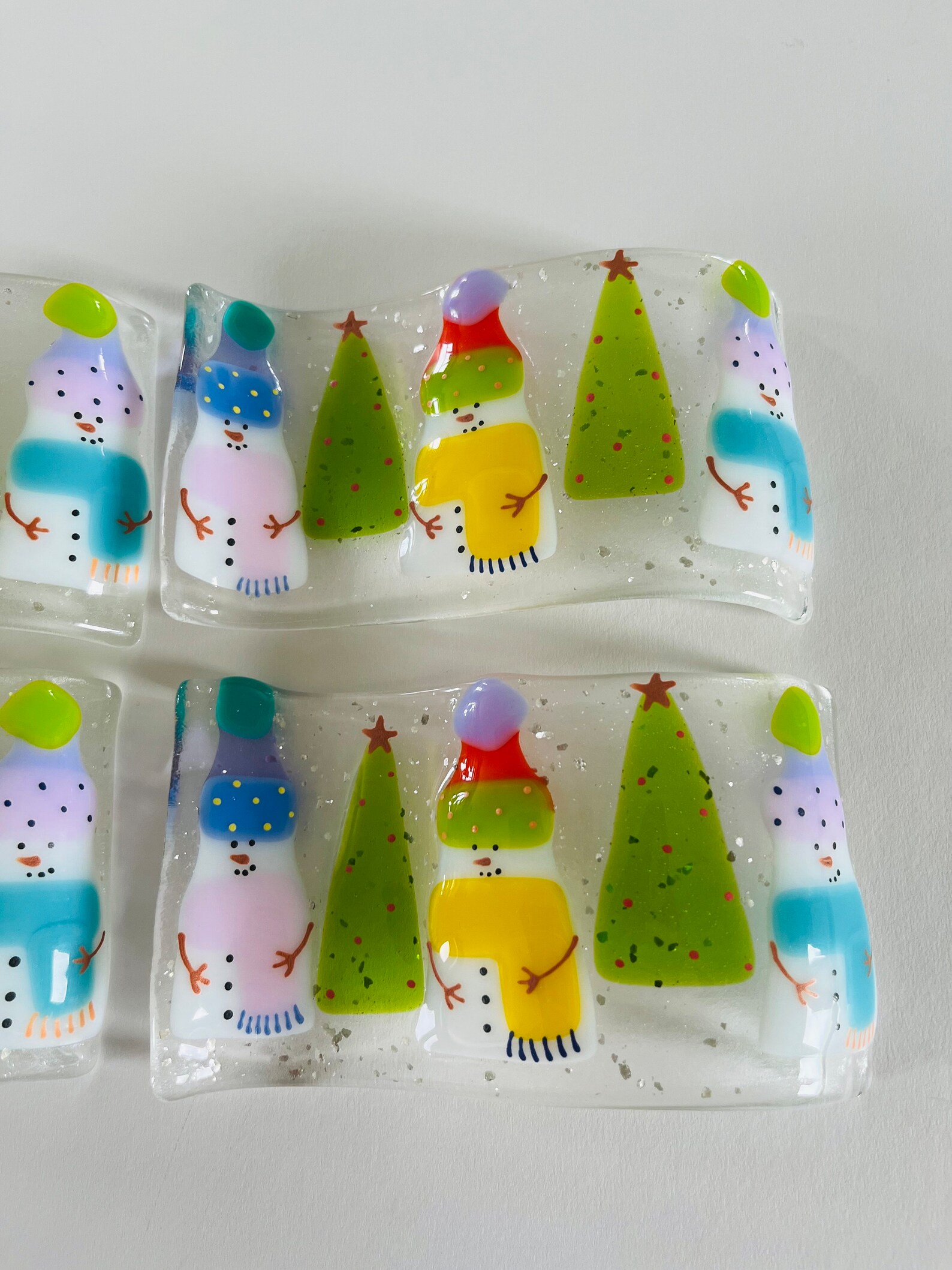 Fused Glass Snowman Christmas Tree Decoration Freestanding Wave -fused ...
