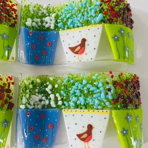 Fused Glass Robin Memorial Wave, Cornish Fused Glass, Fused Glass ...