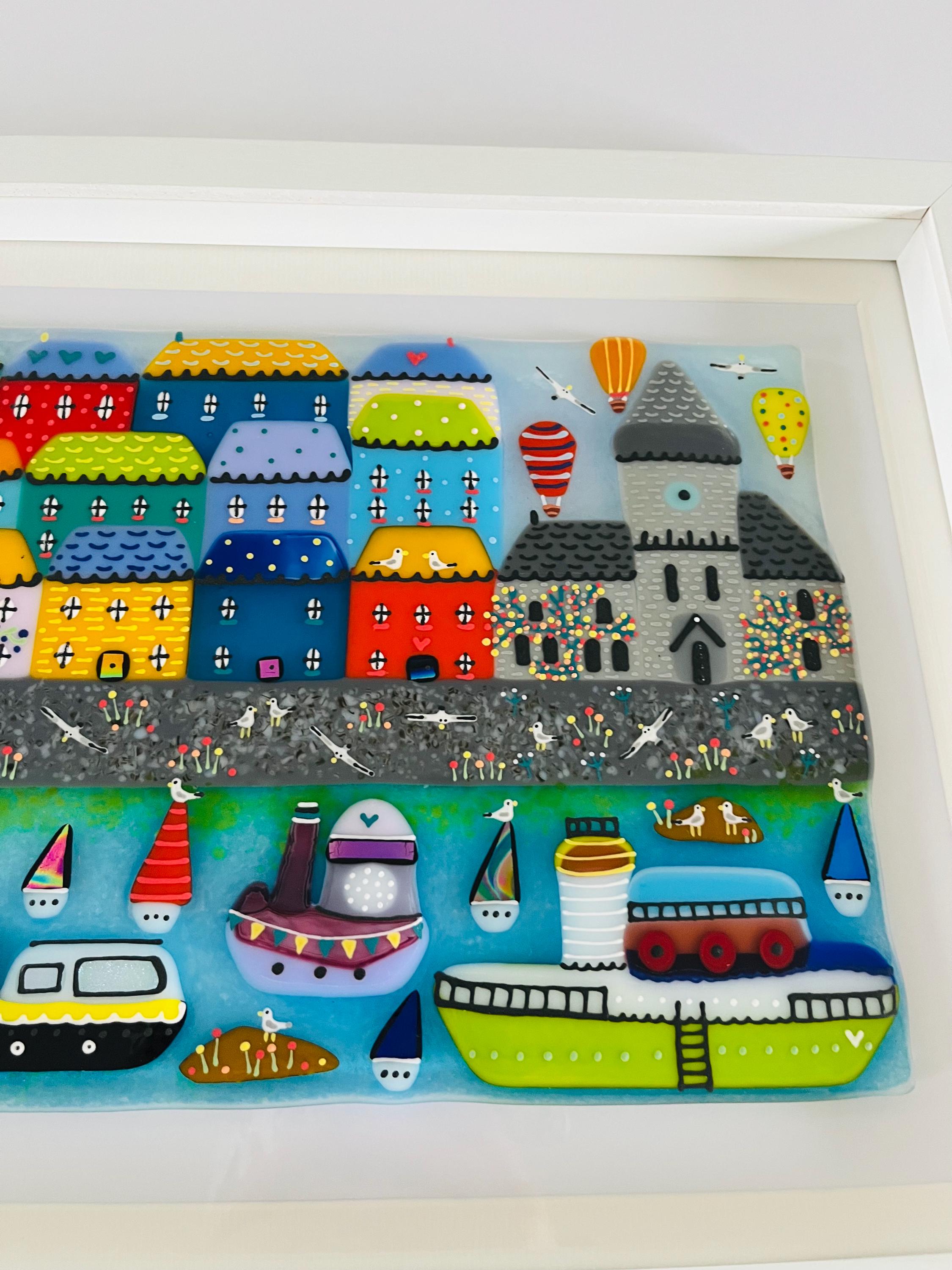 Reserved - Porthleven Cornish Seaside Harbour Fused Glass Art, Cornish ...