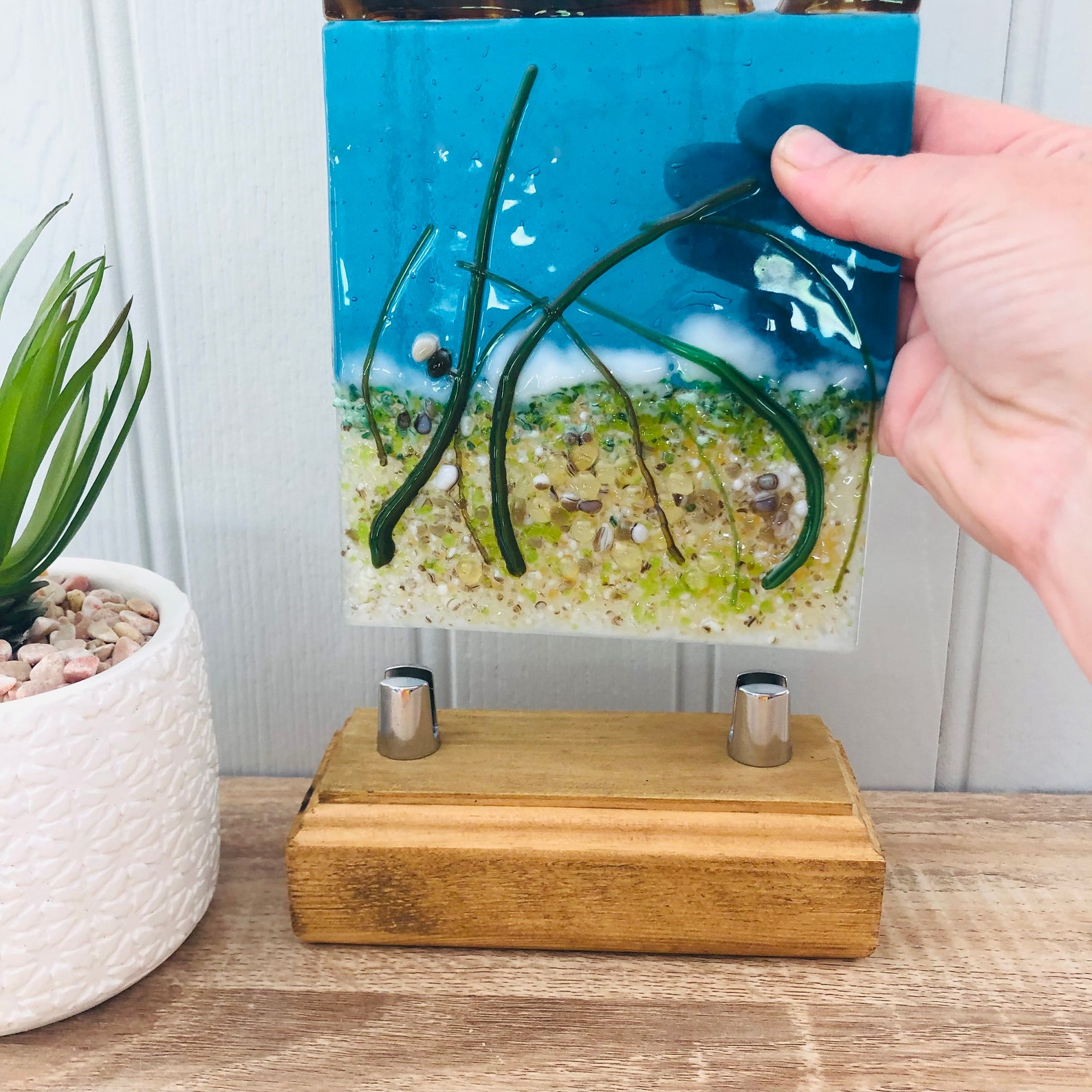 Fused Glass Cornish Coast Freestanding Panel, Fused Glass Art, Cornish ...