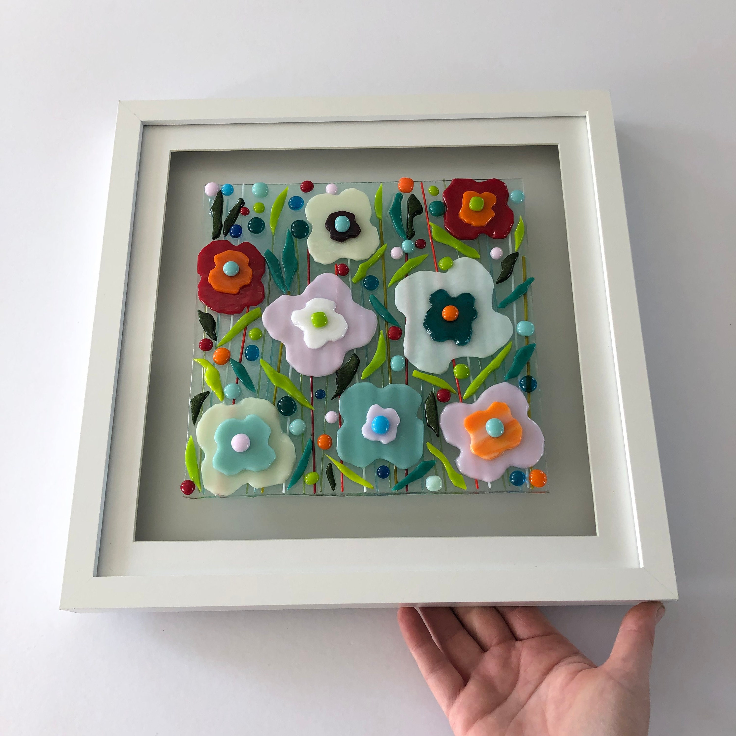 Fused Glass Retro Poppy Flowers Art - Fused Glass, Cornish Fused Glass ...